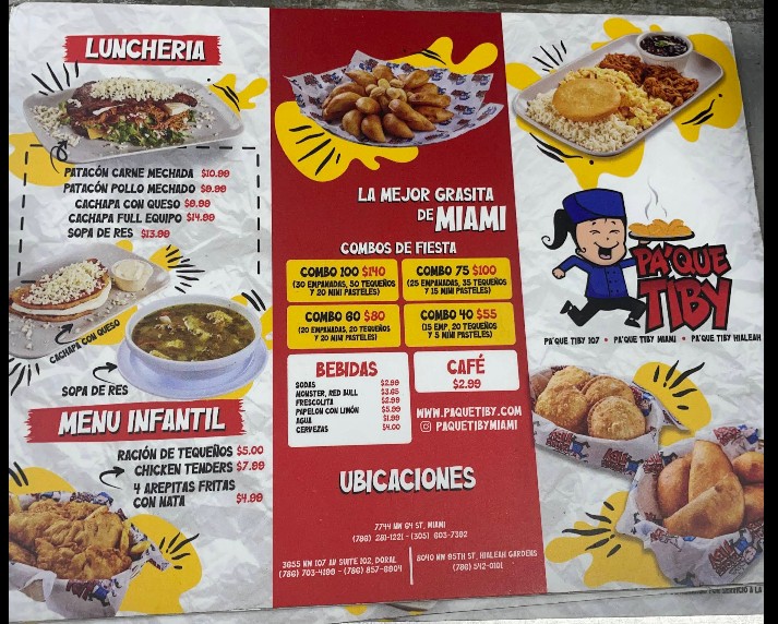 Pa' Que Tiby Menu - Delight yourself with a great Venezuelan dishes in ...